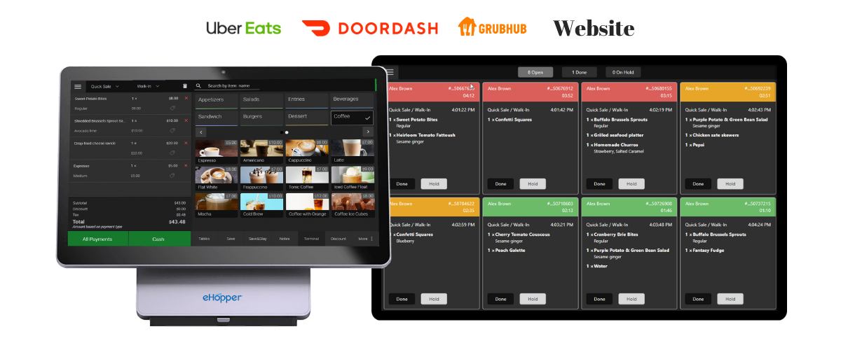 Order integration from UberEATS, DoorDash, Grubhub | EHopper POS